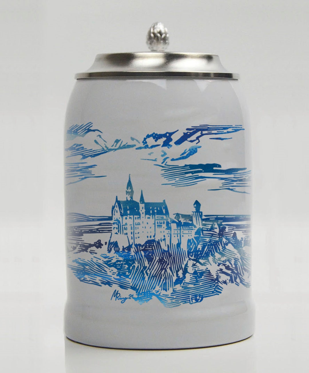 Neuschwanstein, the Kini of Bavaria, Beer Mug With Pewter Lid, Bavaria ...