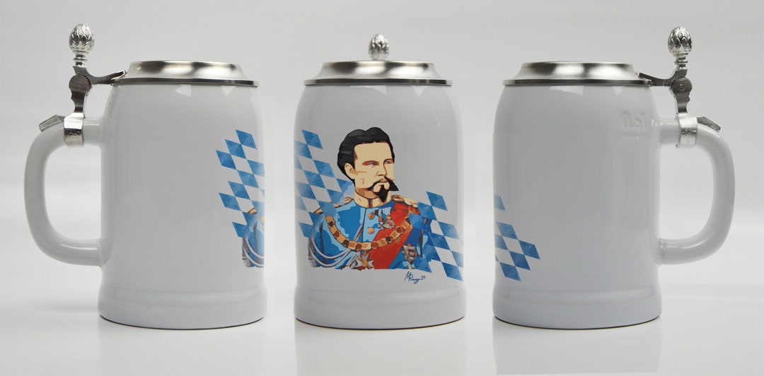 Ludwig Ii.kini of Bavaria Beer Mug With Tin Lid Bavaria - Etsy