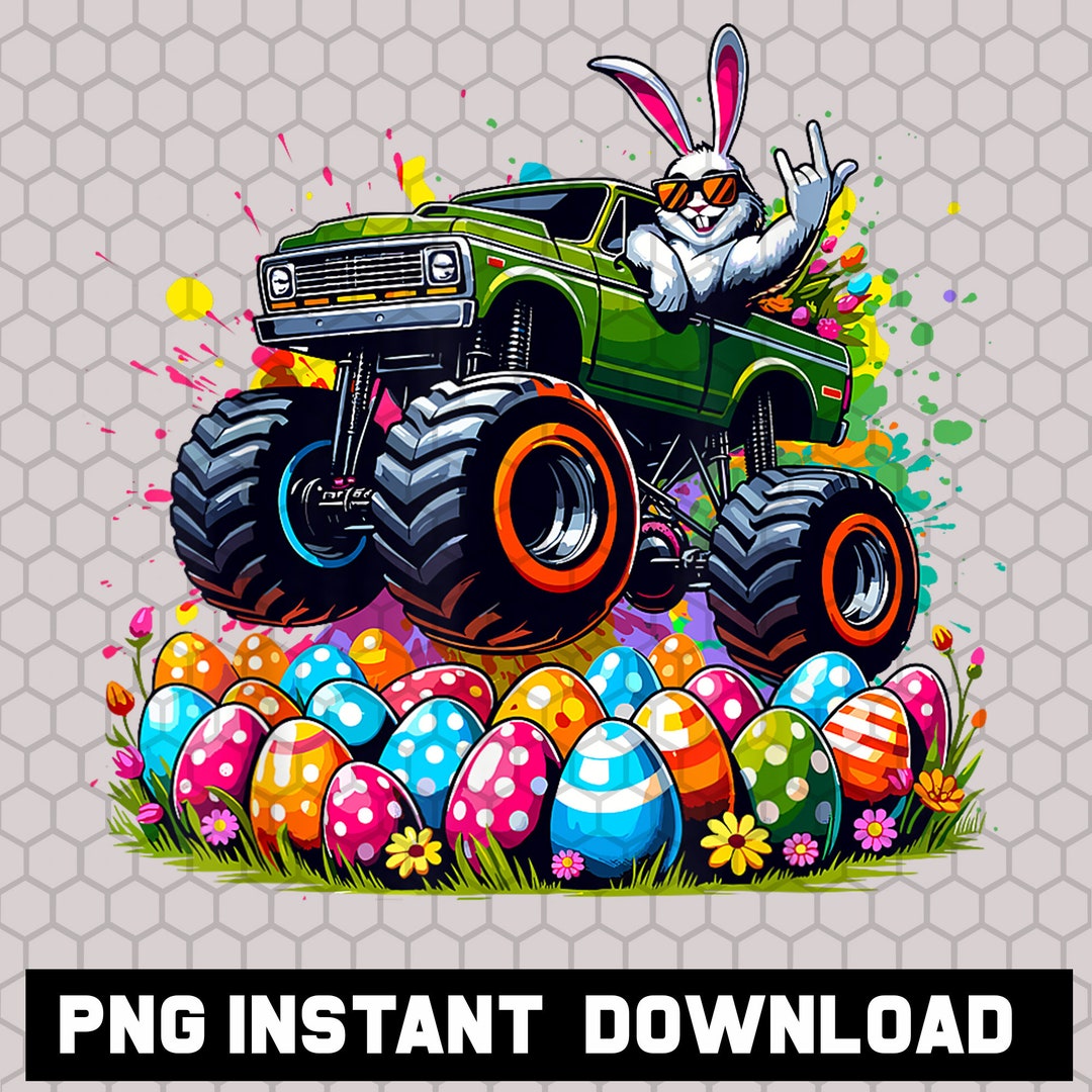 Happy Easter Bunny Monster Truck Png Instant Download - Etsy