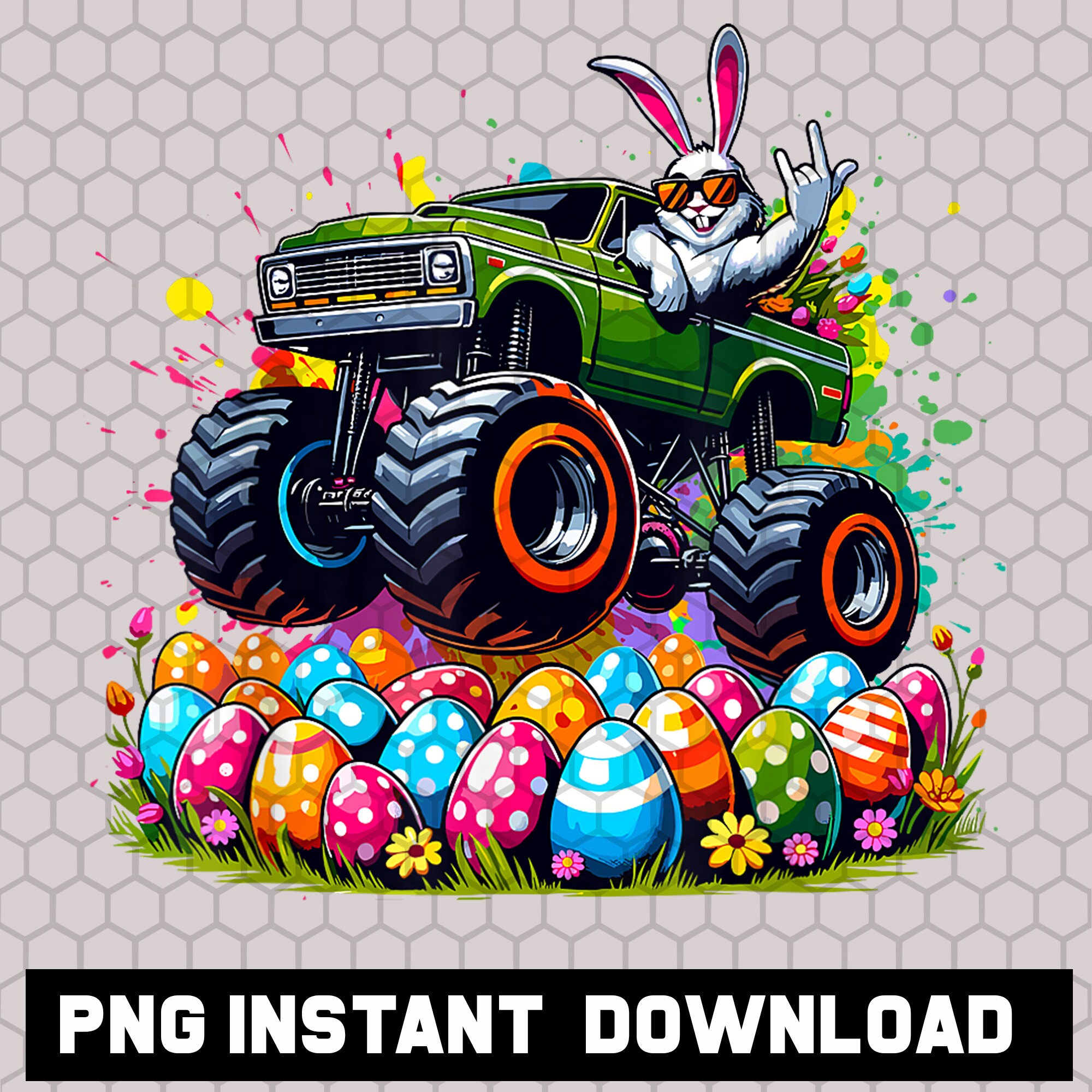 Happy Easter Bunny Monster Truck Png Instant Download - Etsy