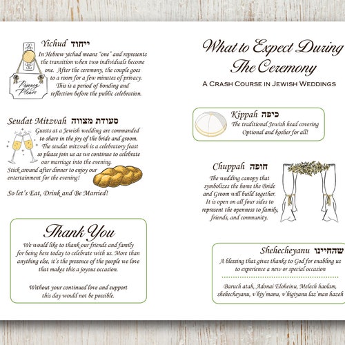 Jewish Wedding Ceremony Program INSTANT DOWNLOAD Printable - Etsy