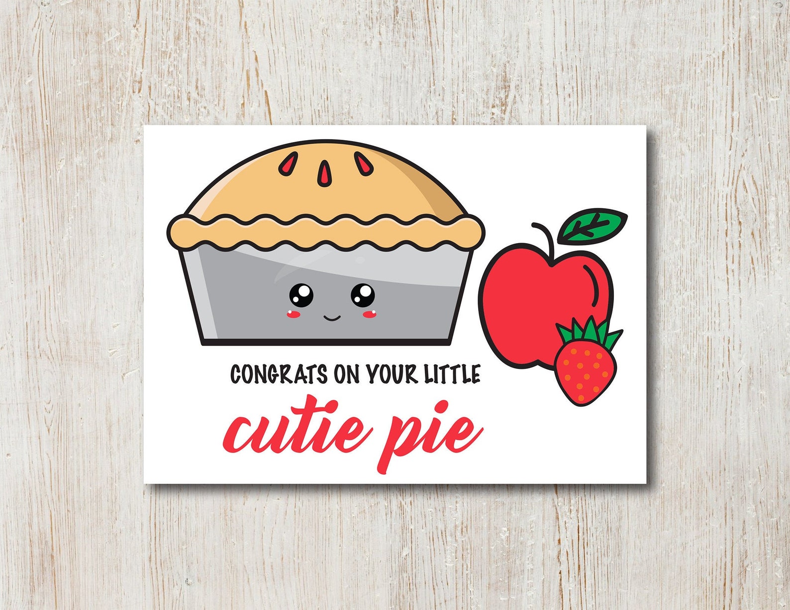 Congratulations on Your Little Cutie Pie Card - INSTANT DOWNLOAD ...