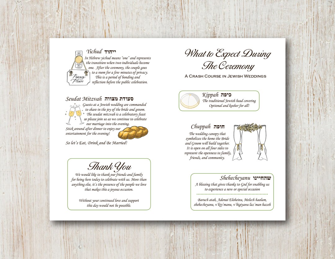 Jewish Wedding Ceremony Program - INSTANT DOWNLOAD - Printable Crash ...