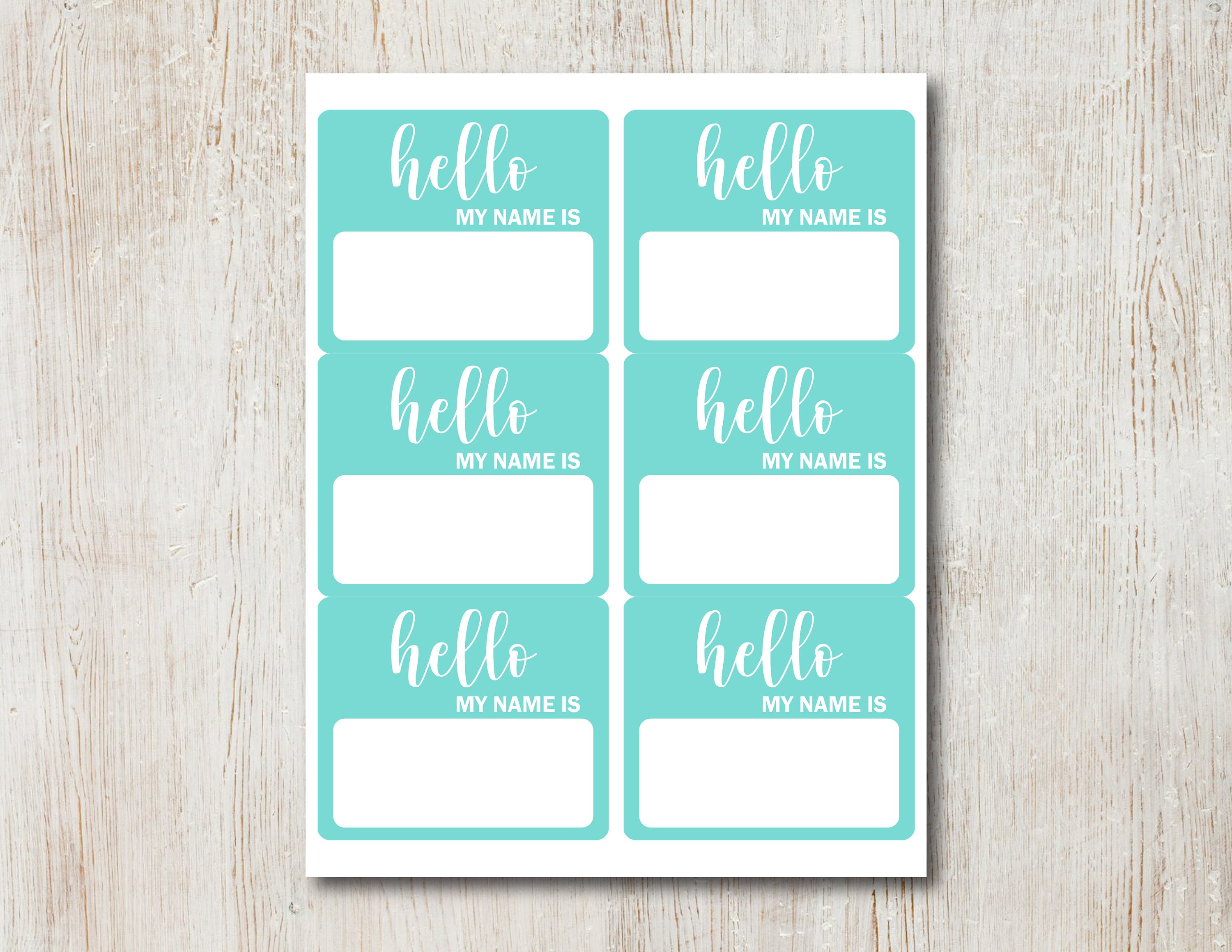 Hello My Name is Blank Newborn Baby Hospital Tag Teal - INSTANT ...