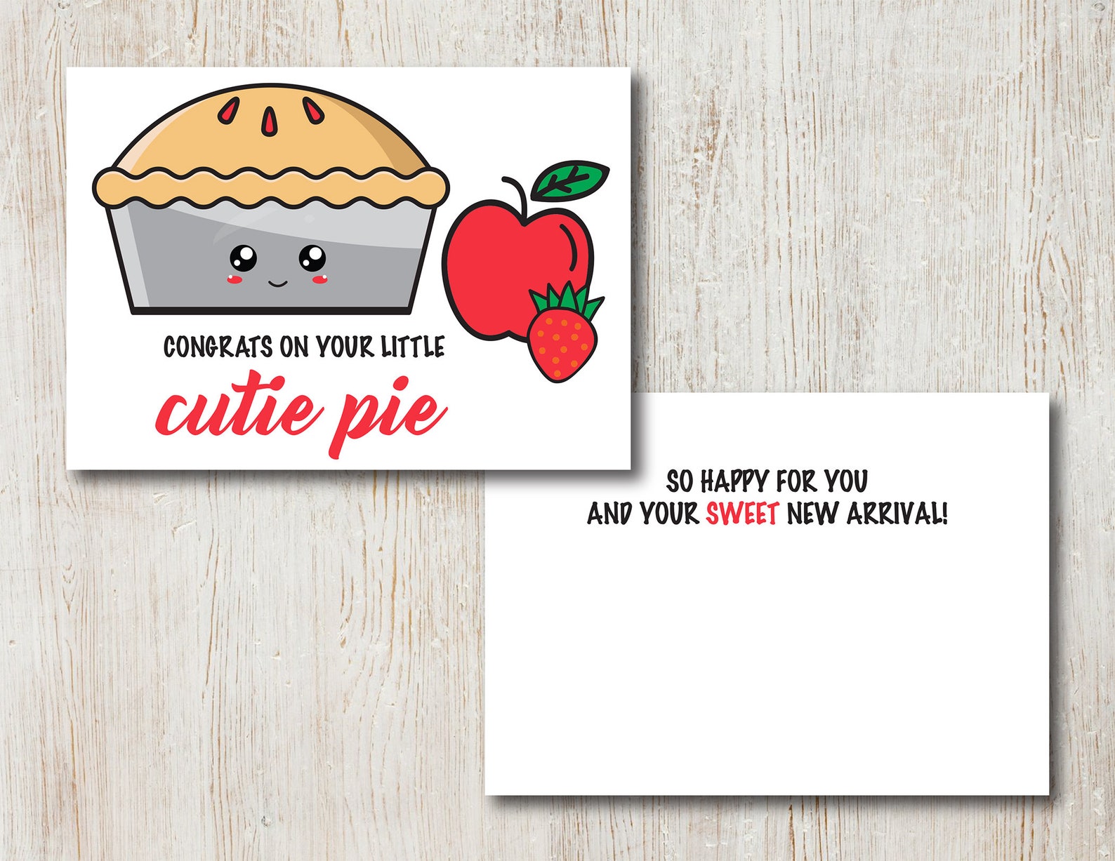 Congratulations on Your Little Cutie Pie Card - INSTANT DOWNLOAD ...