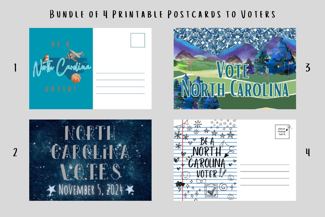 Printable Postcards North Carolina Voter Bundle instant Download of ...