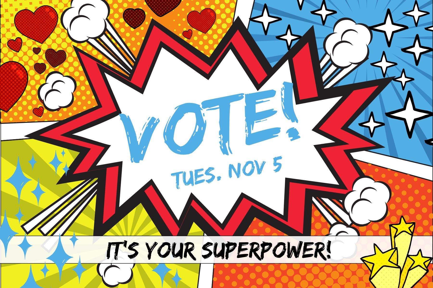 Printable Postcards Bundle of 5 Comic Book Vote Designs instant ...