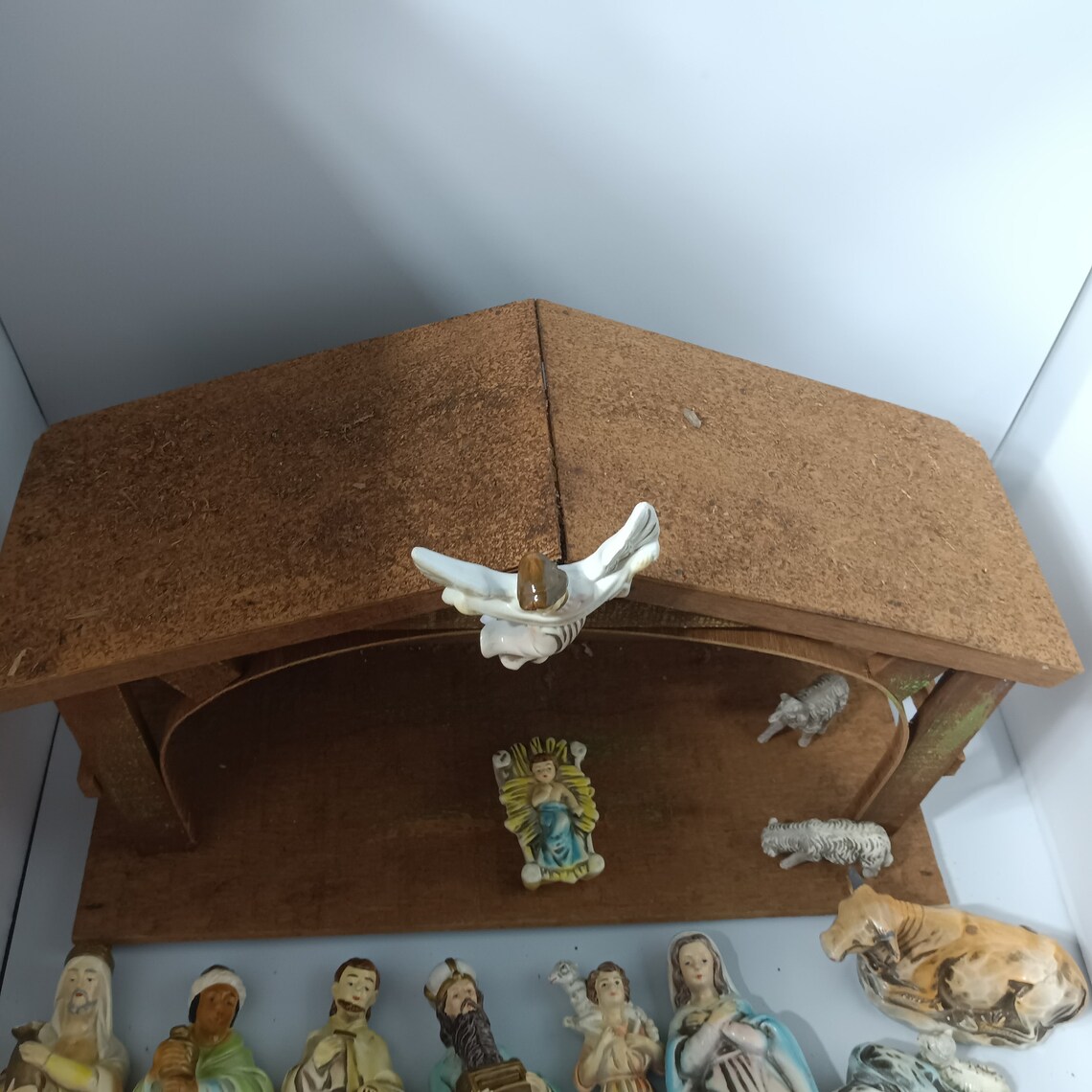 Mid Century Paper Mache Nativity Set Original Manager 14 Pieces Made in ...