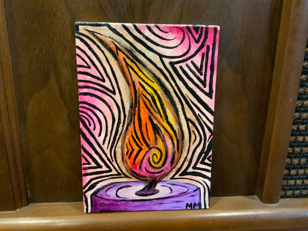 Rosy Flame (5x7 in Panel in Acrylic) - Etsy