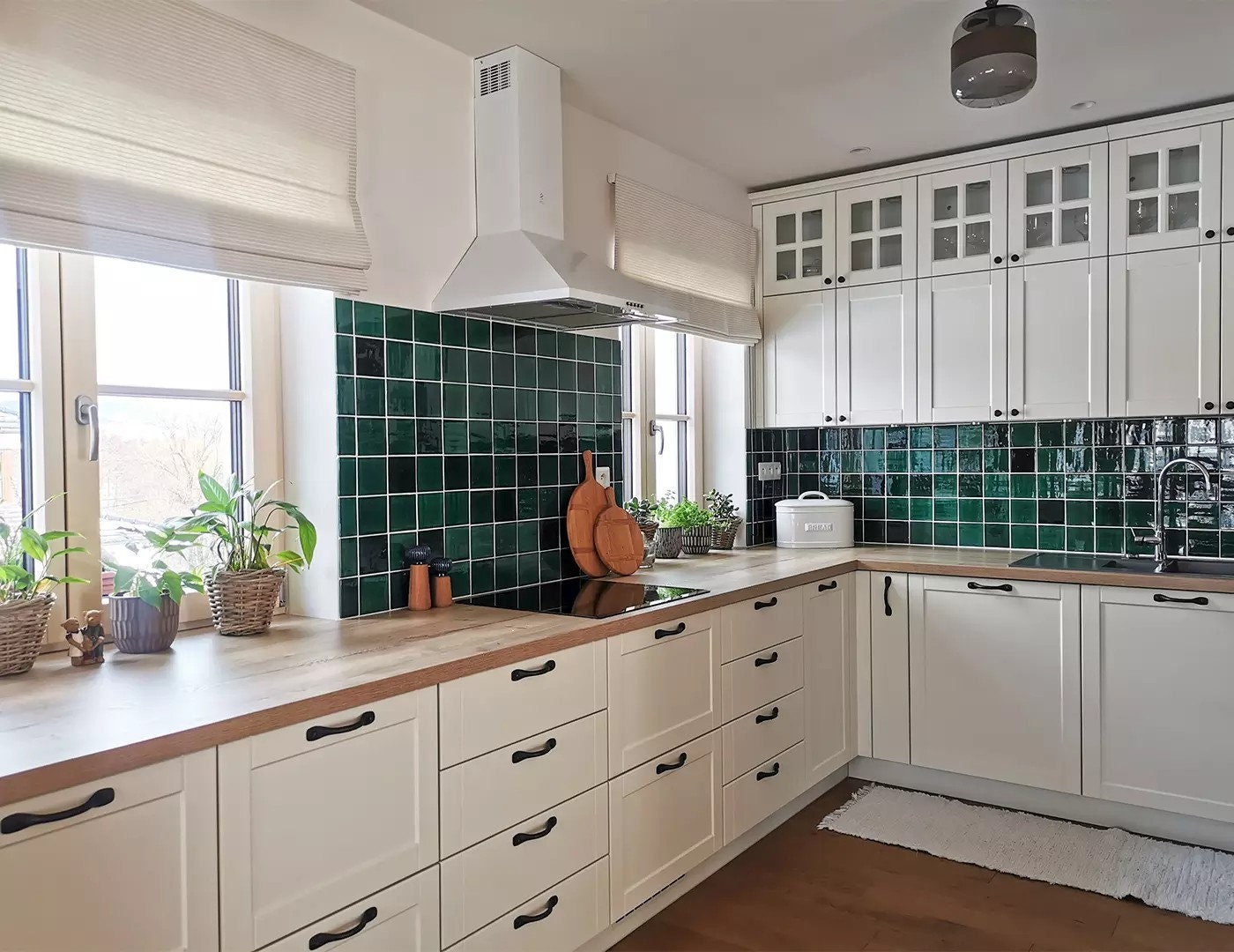 Ceramic Square Tiles Handmade Ceramics of Square Shape in Emerald Color ...