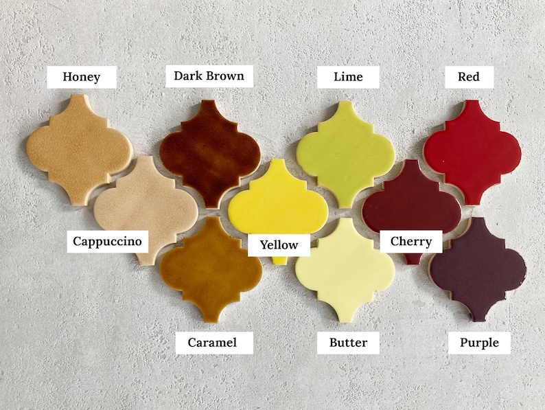 Tile Sample - Handmade Ceramic Mosaic Tile - Arabesque Shape - Various ...