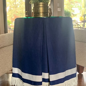 Custom LINEN Box Pleats Table Skirt, Round, Console Fringed Tablecloth ...