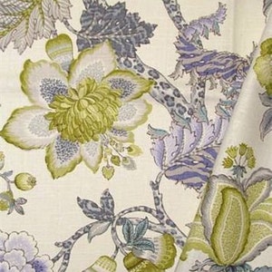 Green /lavender Jacobean Floral Curtain Panel in Designer Fabric P ...