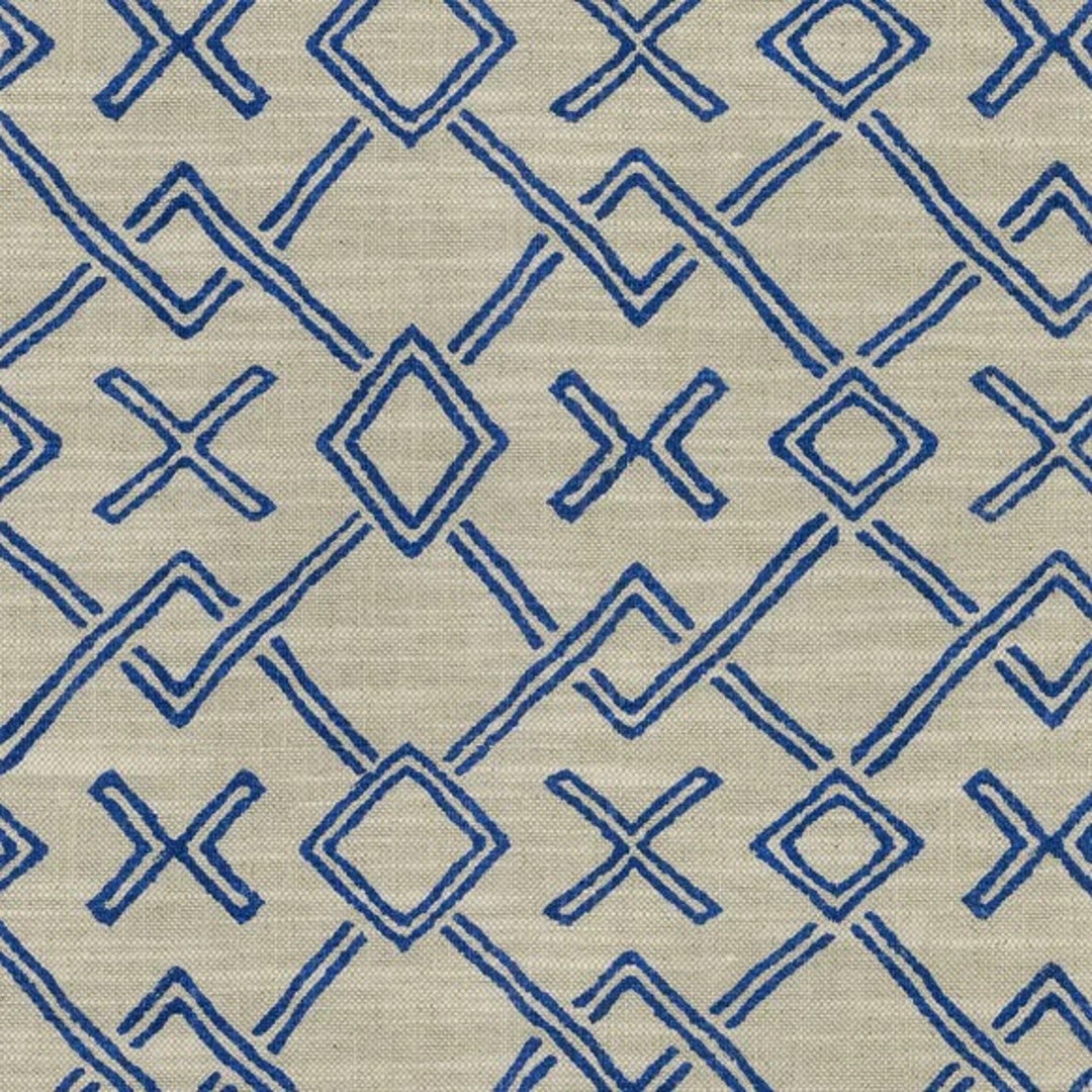 P/K Lifestyles Geometric Lapis Diamond Linen Blend Upholstery , Drapery ...