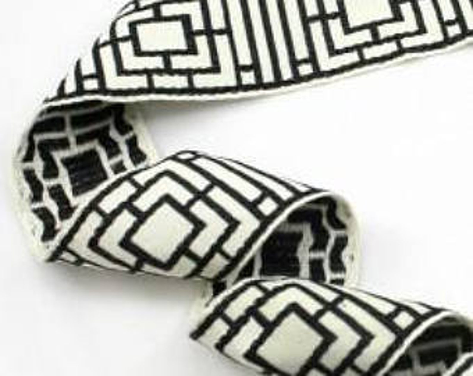 Black Ivory Fretwork Woven Trim 25 Wideby the - Etsy