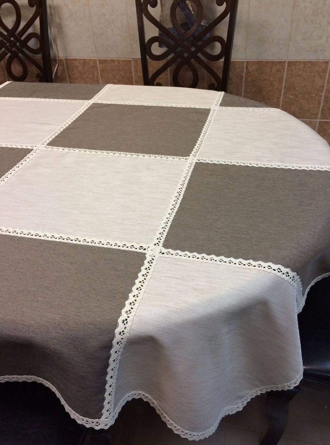 Chess Linen Tablecloth,shabby Chic Lace Linen Tablecloth - Etsy