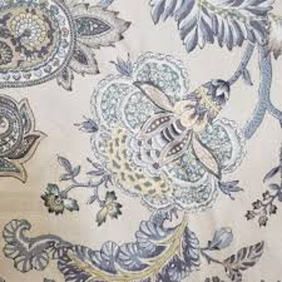 Jacobean Floral Curtain Panel in Designer Fabric P Kaufmann Sonnet ...