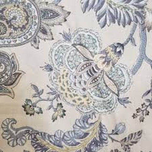 Jacobean Linen Curtain Panel Floral Window Panel in Kaufmann - Etsy