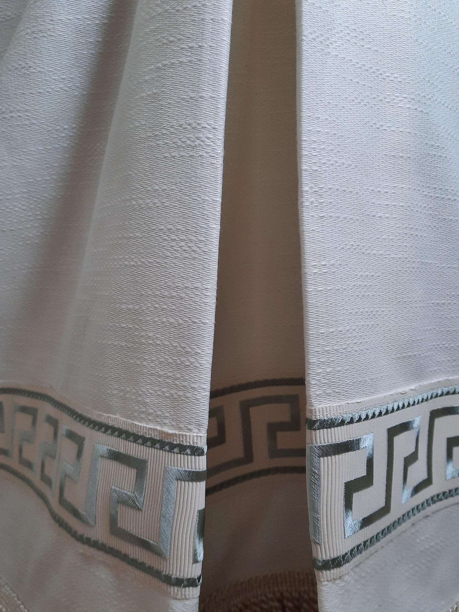 Custom LINEN Greek Key Console, Round Table Skirt ,table Cover ...