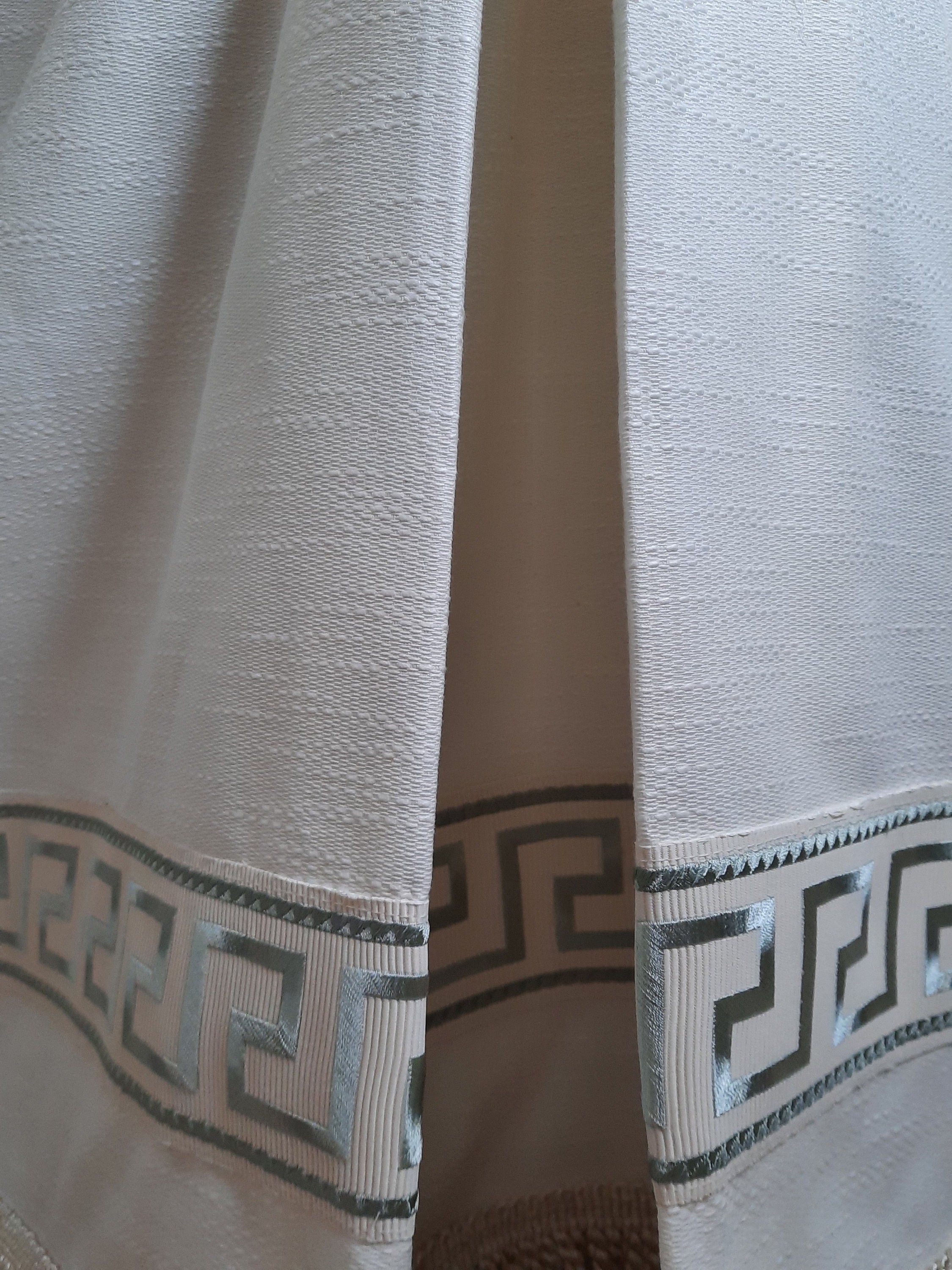 Custom LINEN Greek Key Console, Round Table Skirt ,table Cover ...