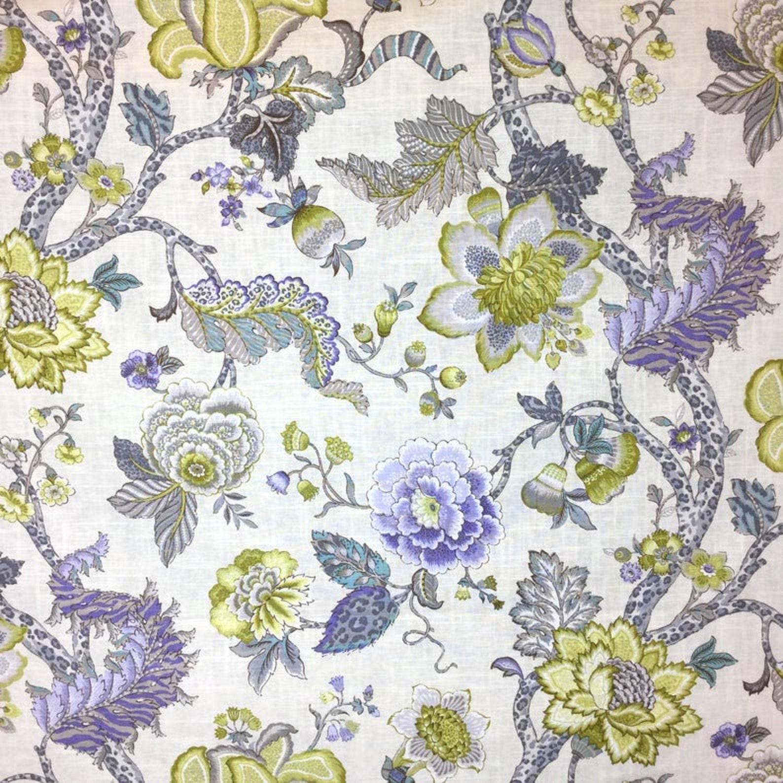 Green /lavender Jacobean Floral Curtain Panel in Designer - Etsy