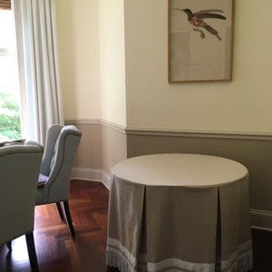 Custom LINEN Box Pleats Table Skirt, Round, Console Fringed Tablecloth ...