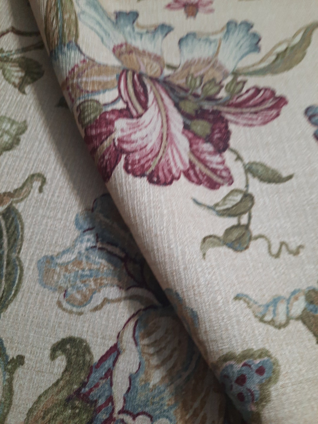 Purple Floral Curtain Panel in Designer Fabric , Window Treatment USA ...