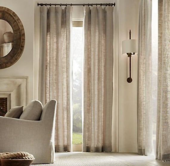 100% European Linen Color Natural Flax Curtain Panel | Etsy