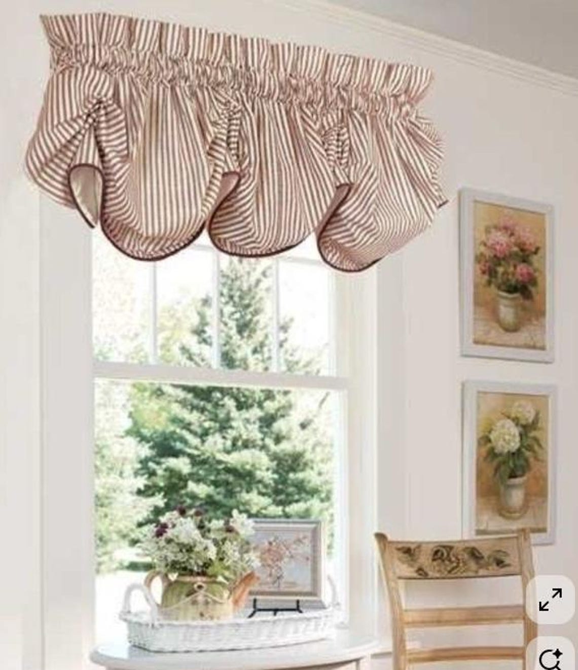 Custom Listing for Nancy :jacobean Floral Balloon Valence in Fabric ...