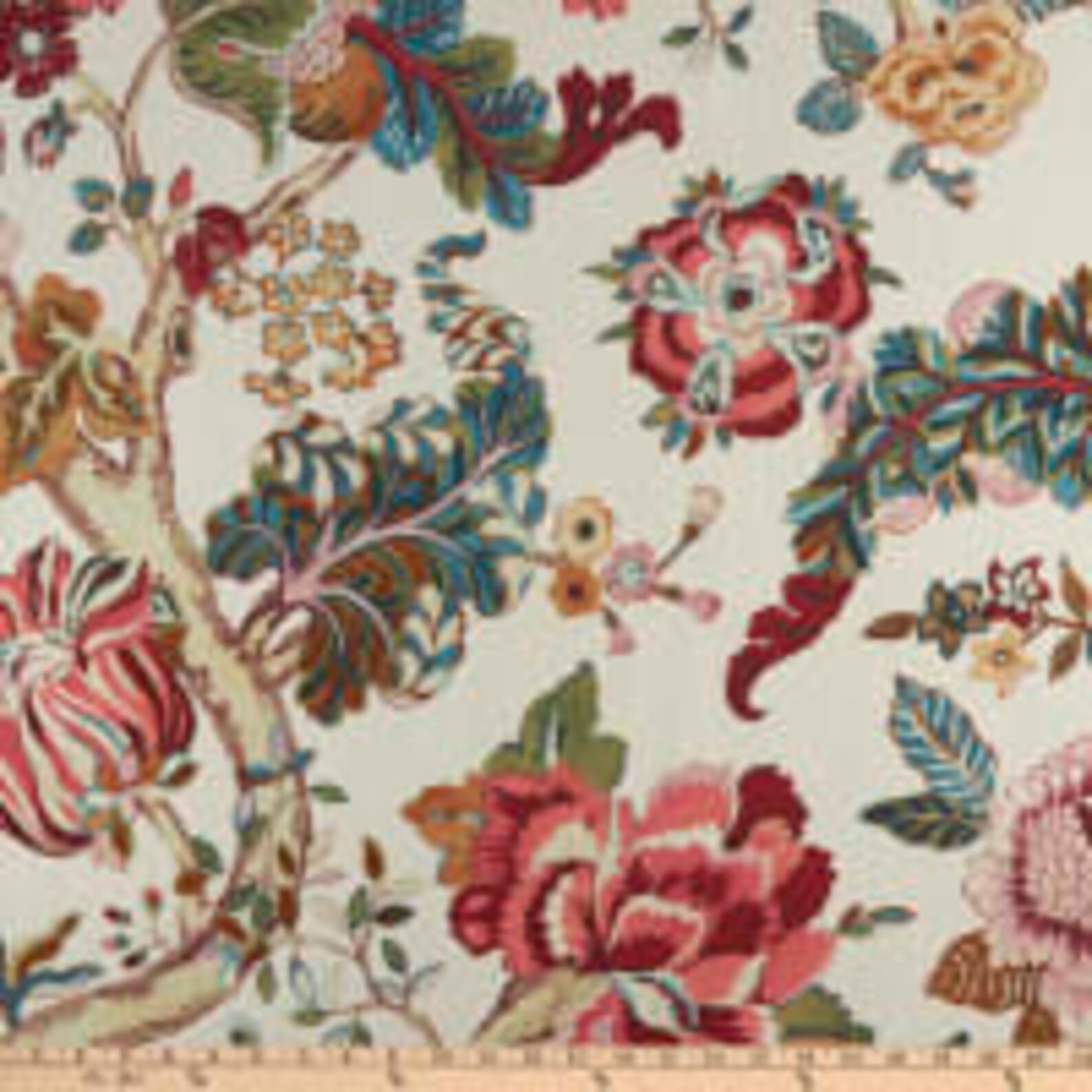 Jacobean Linen Curtain Panel in Designer Fabric Kaufmann ,floral Drape ...