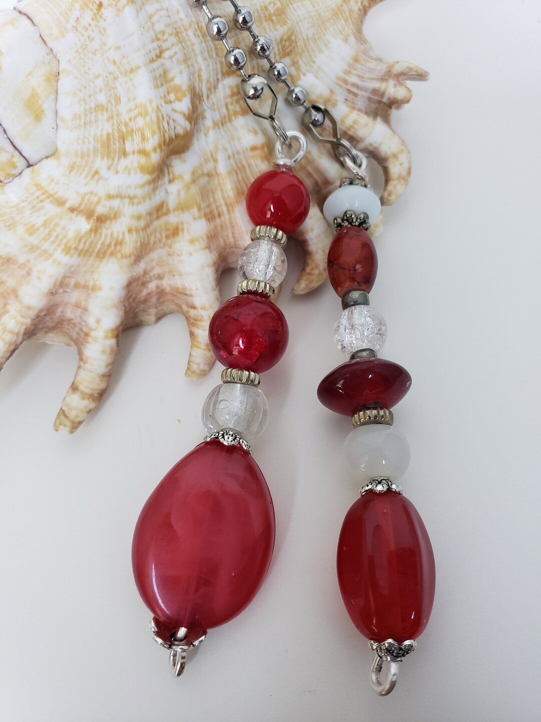 Red/white Ceiling Fan Pull / Light Pull - Etsy