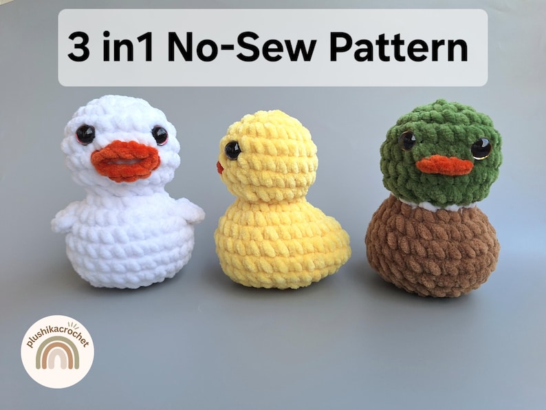 No-sew Rubber Duck Crochet Pattern, Easy Amigurumi Tutorial, PDF ...