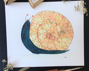 Snail art print | Etsy