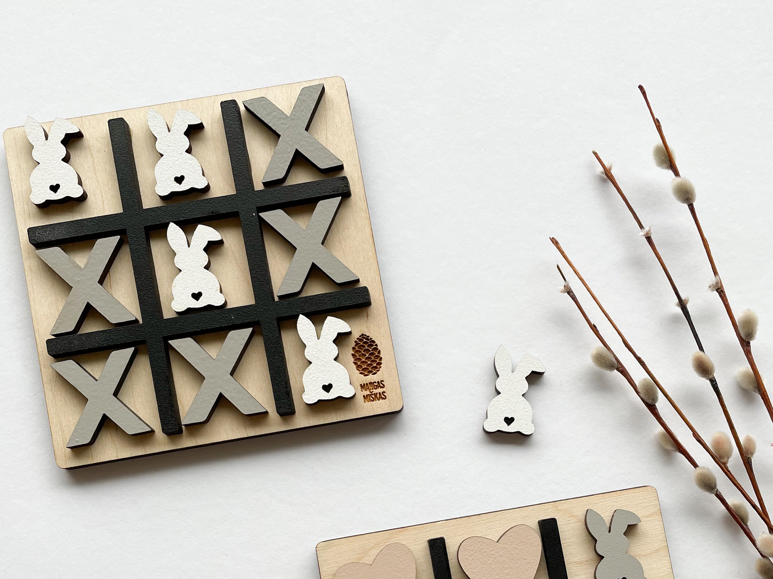 Bunny-themed Wooden Tic Tac Toe Game - Charming Easter Gift for Kids ...