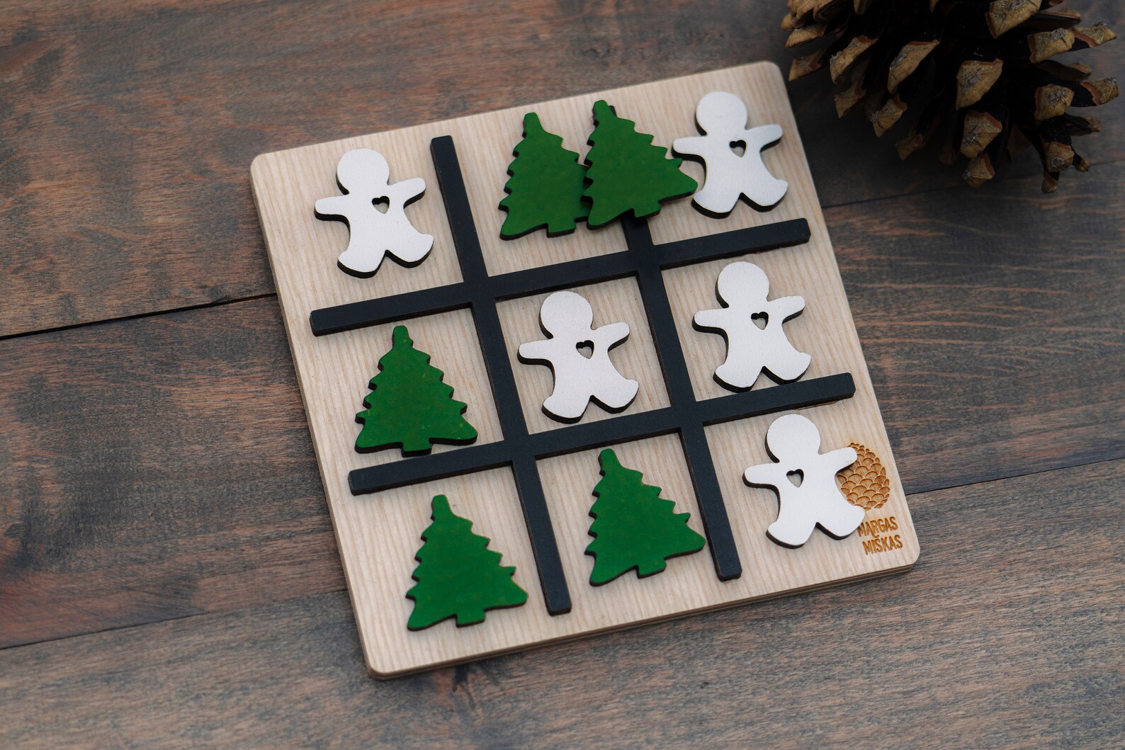 Wooden Christmas Tic Tac Toe Game: Gingerbread & Tree Travel XO - Etsy