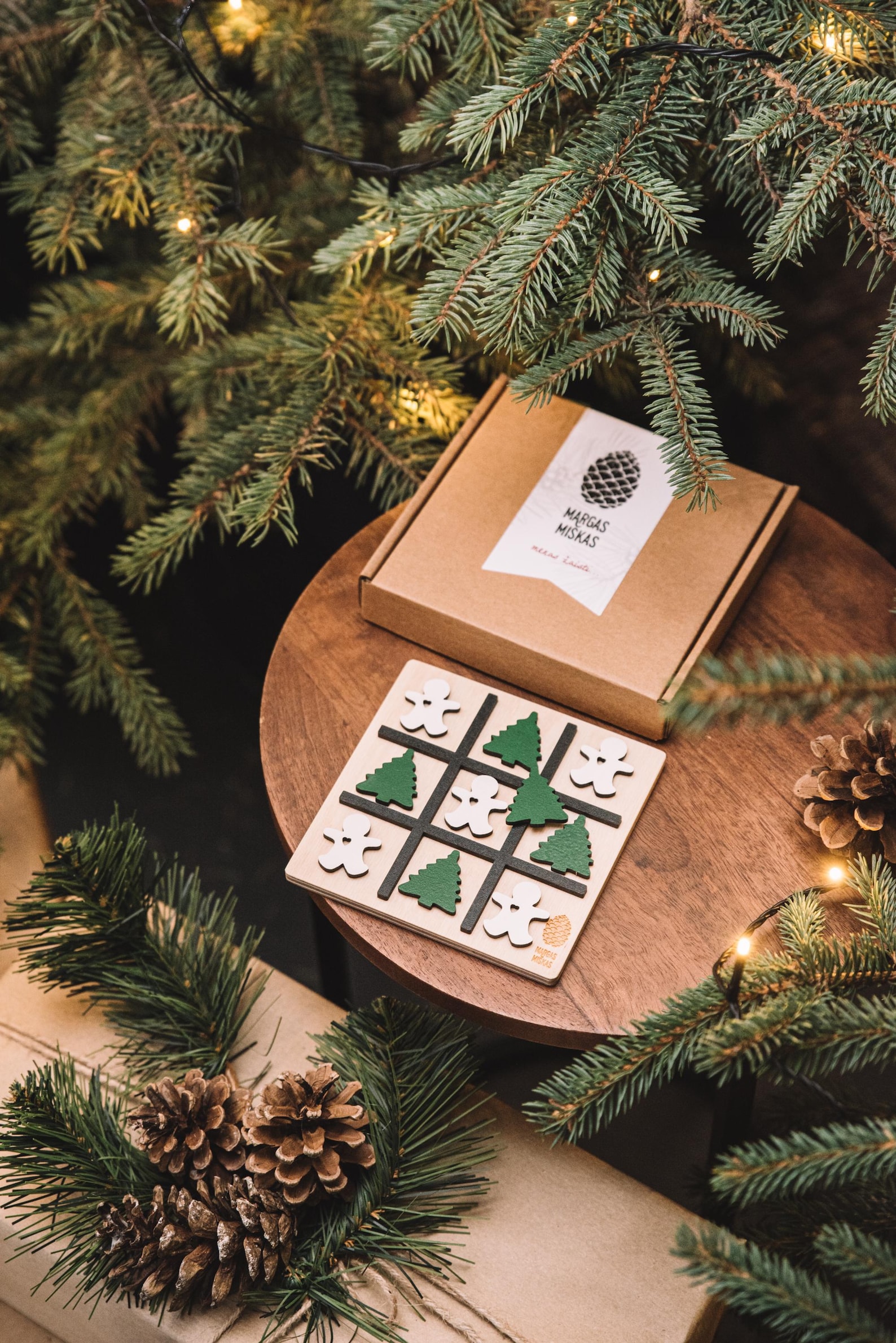 Wooden Christmas Tic Tac Toe Game: Gingerbread & Tree Travel XO - Etsy