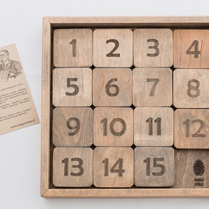 Handmade Fifteen Puzzle Game - Wooden Sliding Puzzle for Adults and ...