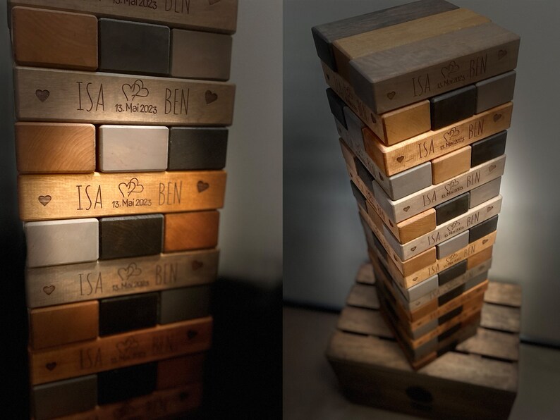 Personalized Giant Tumbling Tower - Celebrate Your Love Story With the ...