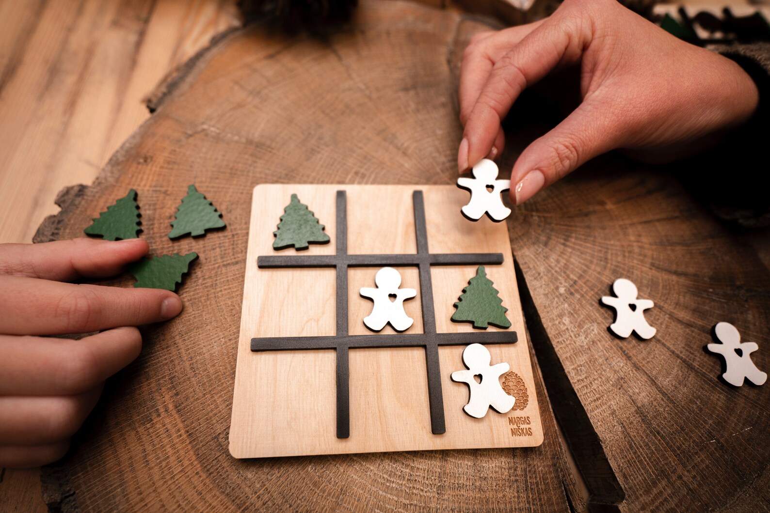 Wooden Christmas Tic Tac Toe Game: Gingerbread & Tree Travel XO - Etsy