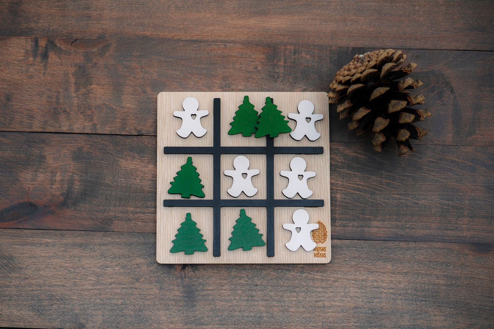 Wooden Christmas Tic Tac Toe Game: Gingerbread & Tree Travel XO - Etsy