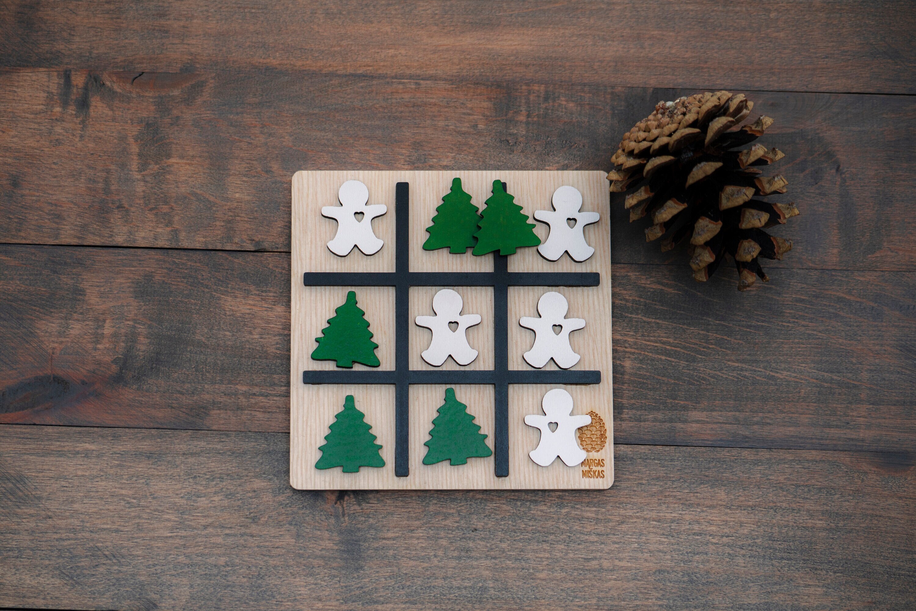 Wooden Christmas Tic Tac Toe Game: Gingerbread & Tree Travel XO - Etsy