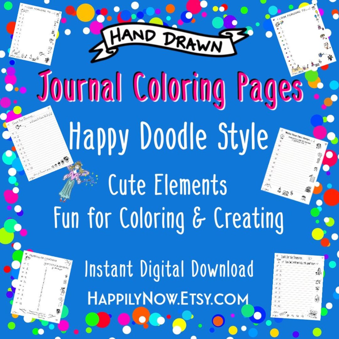 Journal Coloring Pages - Pack of 20 Sheets - Loned and Blank Included ...