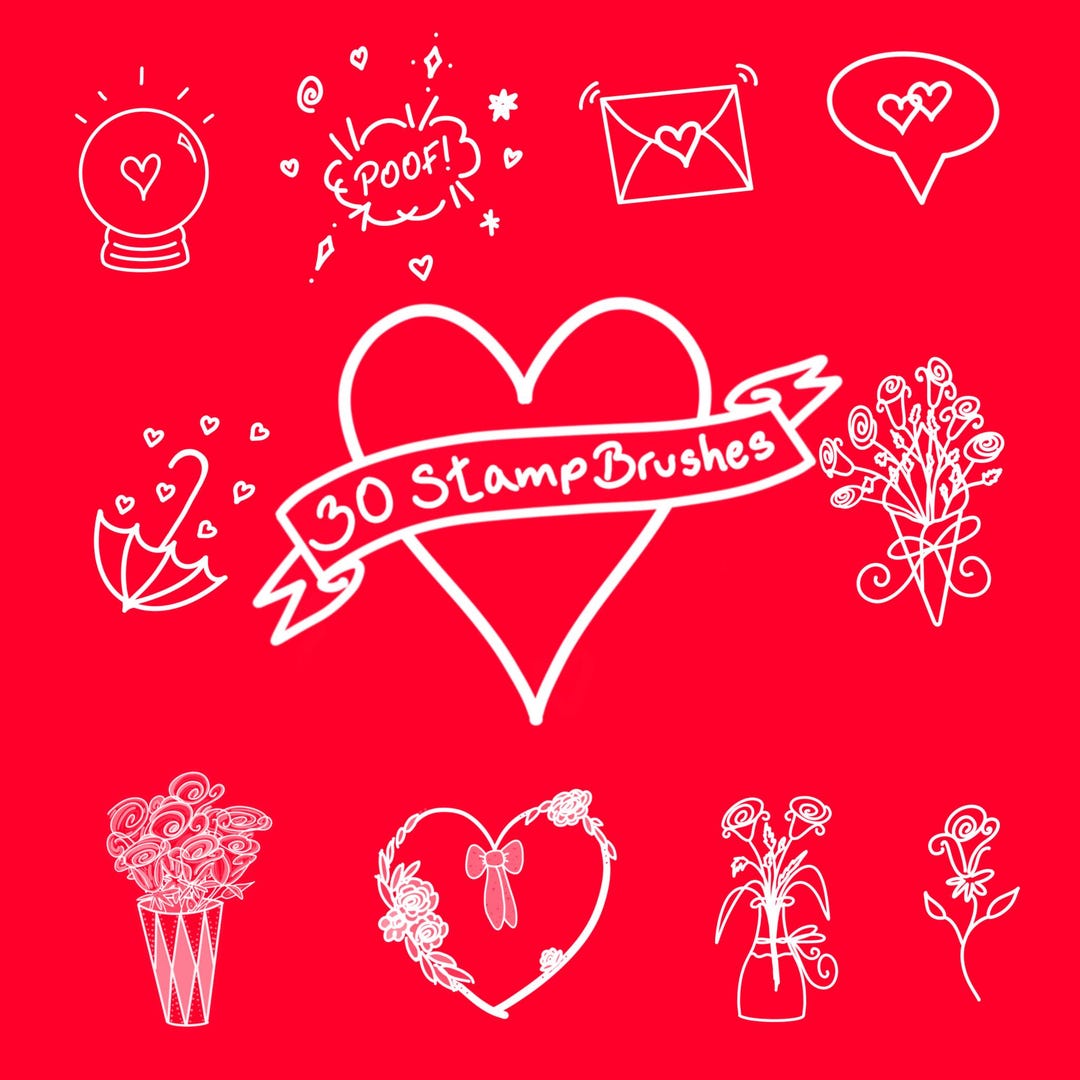 Valentine Stamp Brushes for Procreate - Etsy