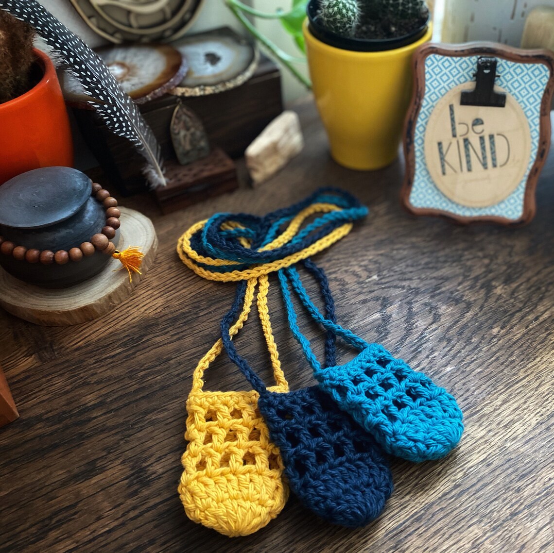 Crocheted Crystal Pouch Necklace - Etsy