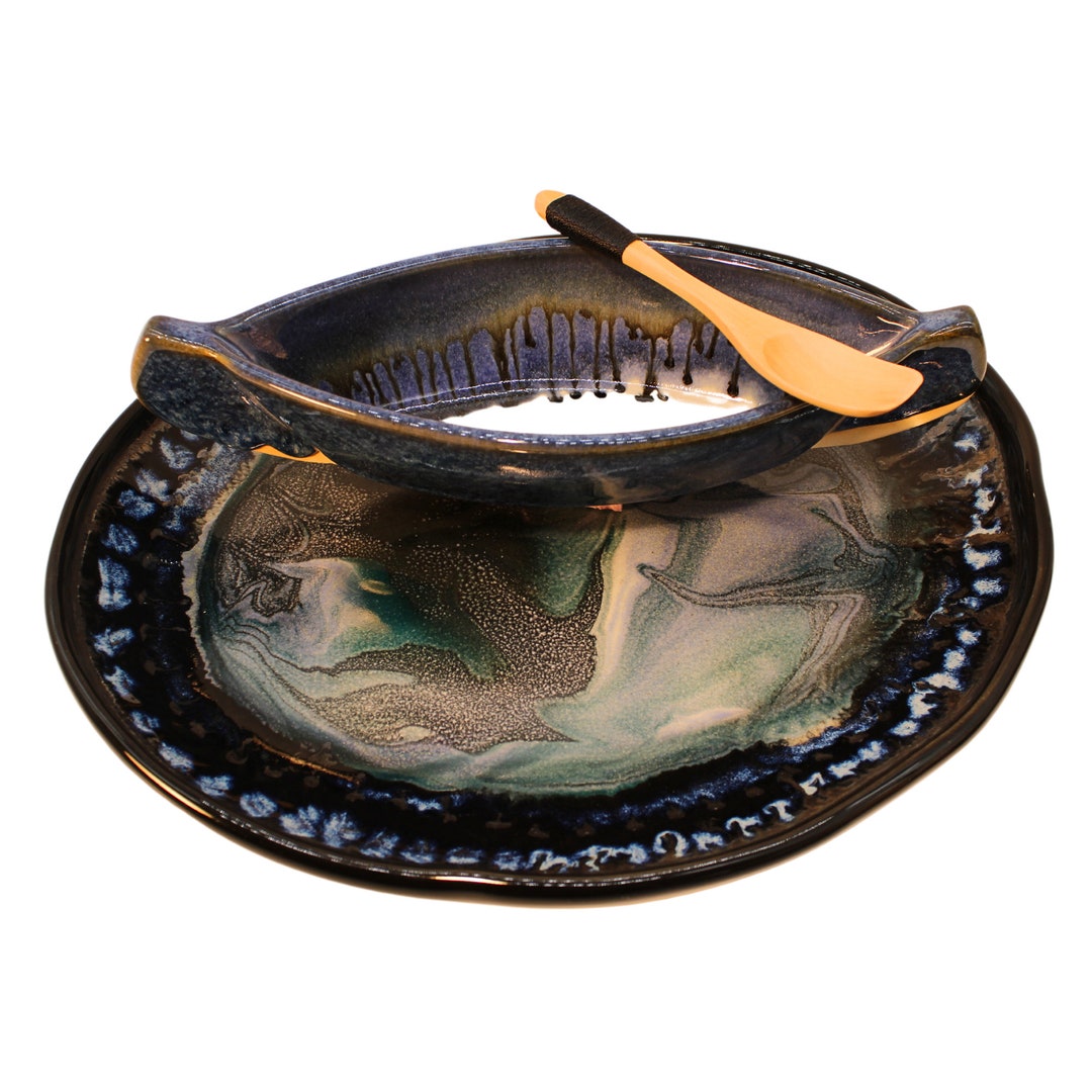 Chip and Dip Platter Set canoe on the Lake Small One of a Kind, Pottery ...