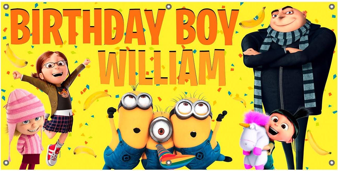 Personalized Birthday Banner for Fun Yellow and Blue Theme Party 24"x ...