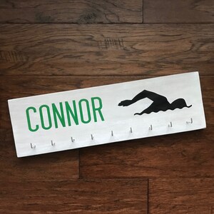 Personalized Swim Ribbon Holder Award Display With Hooks - Etsy