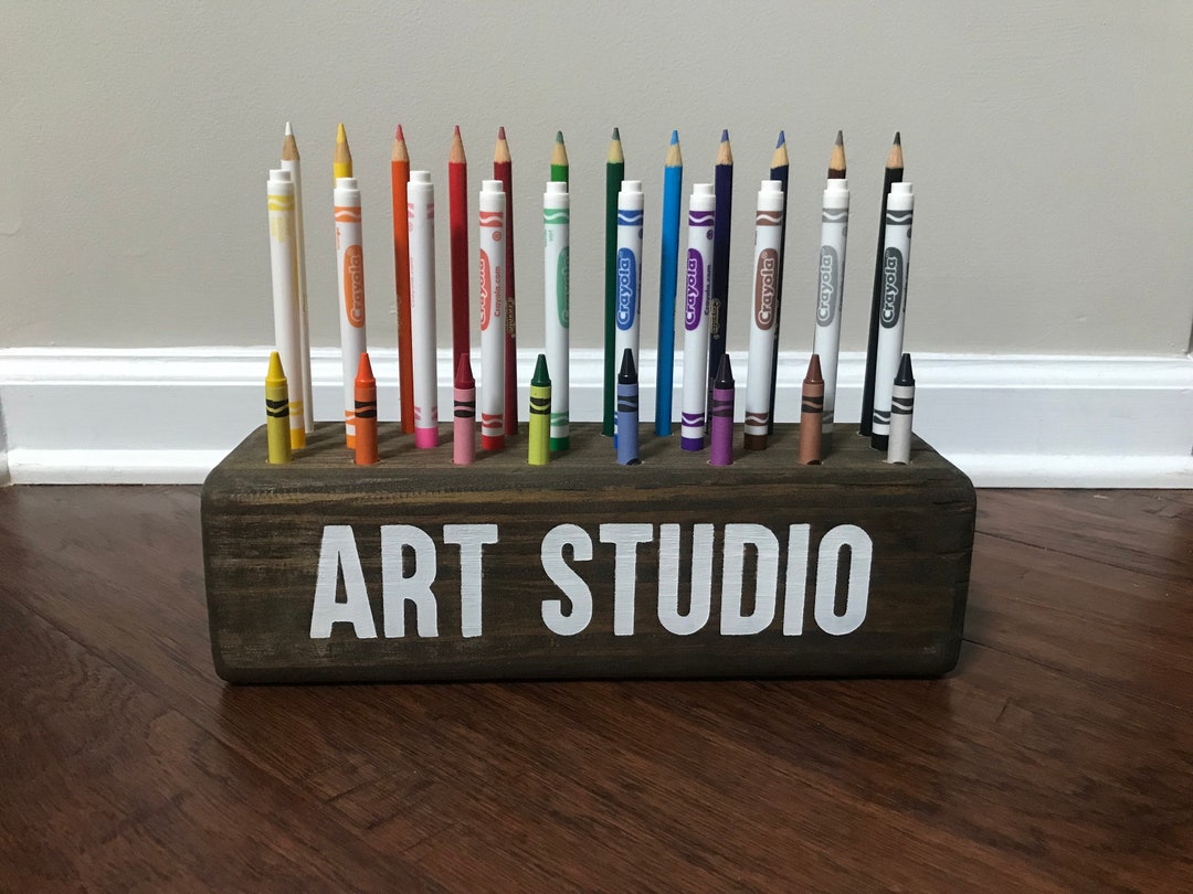 Pencil/marker/crayon Holder, Wooden, Organize, Kids Gift, Makes Clean ...
