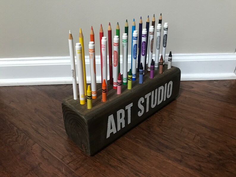 Pencil/marker/crayon Holder Wooden Organize Kids Gift - Etsy