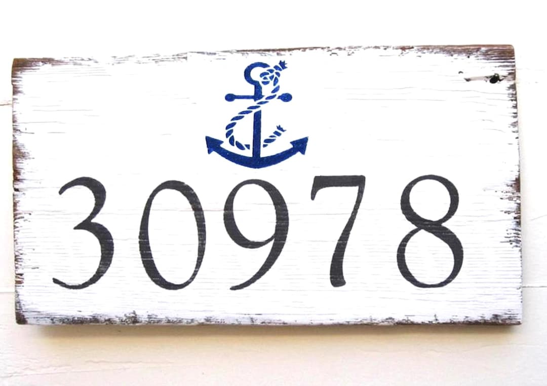 Anchor Address Sign, Coastal Decor, Nautical House Numbers, Address ...